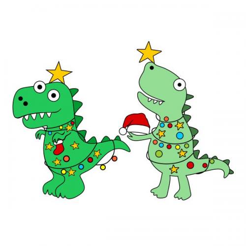 Christmas Tree Rex T-Rex Dinosaur SVG Vector Designs