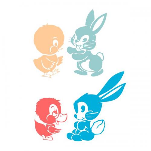Vintage Bunny Chick SVG Clip Art Vector Cut File - Apex