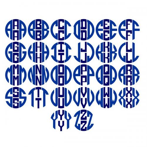 Four Letter Stacked Monogram Cuttable Font | Apex Embroidery Designs ...