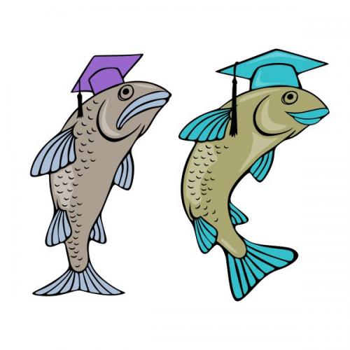 Graduation Fish Cuttable Design | Apex Designs & Fonts