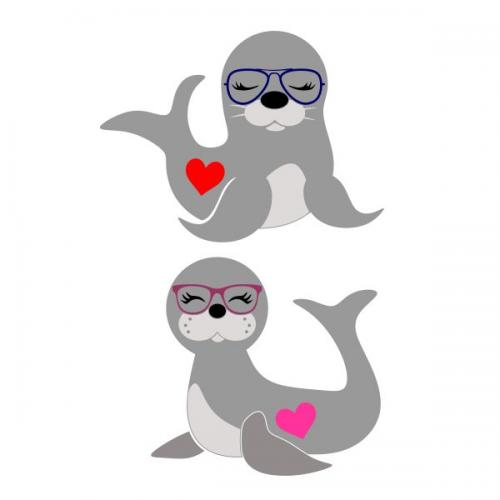 Lovely Seal Wearing Glasses Cuttable Design | Apex Designs & Fonts