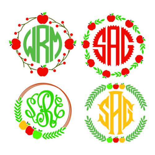 Apple Monogram Frame Cuttable Design | Apex Designs & Fonts