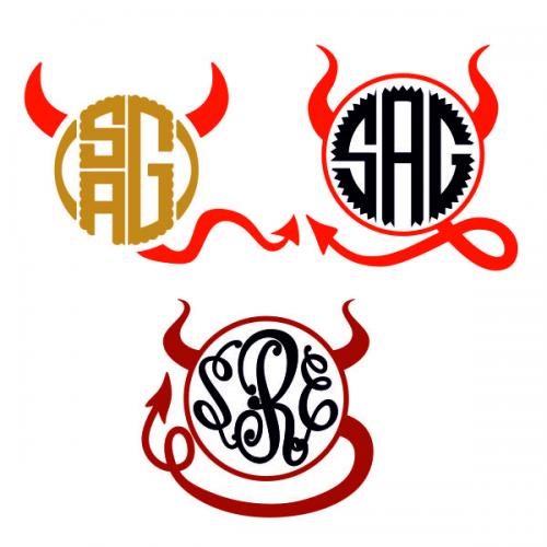 Red Devil Monogram Frame Cuttable Design | Apex Designs & Fonts