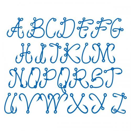 Fishing Hook Cuttable Font | Apex Embroidery Designs, Monogram Fonts ...