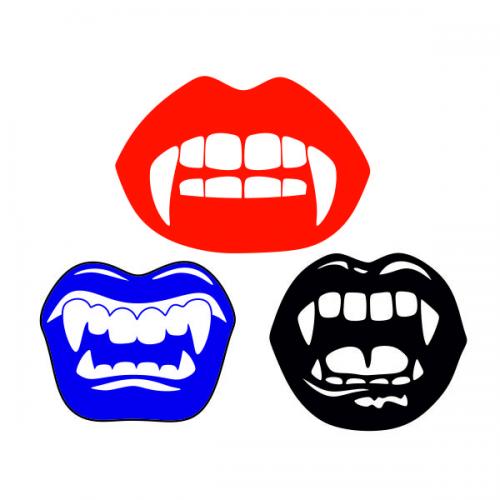 Vampire Open Mouth Lips with Vangs SVG Vector - Apex