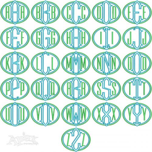 Round Modern Monogram Embroidery Font | Apex Embroidery Designs ...