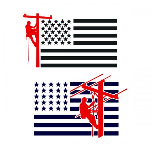 Lineman US Flag Cuttable Design | Apex Designs & Fonts