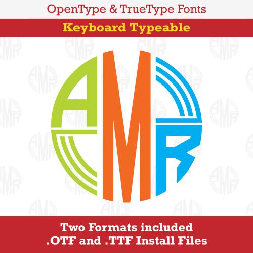 Round Lined Circle Monogram TrueType Font | Apex Designs & Fonts