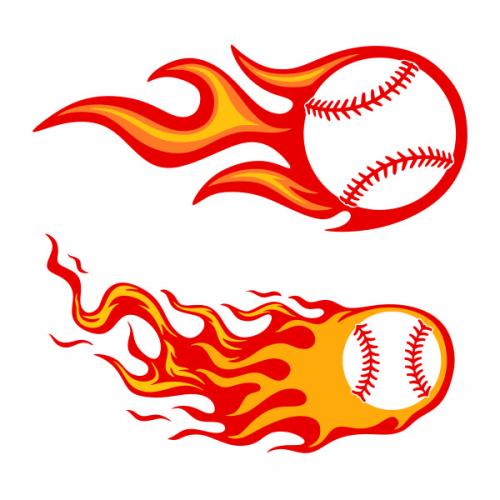 Baseball with Flames SVG Vector Images, Graphics