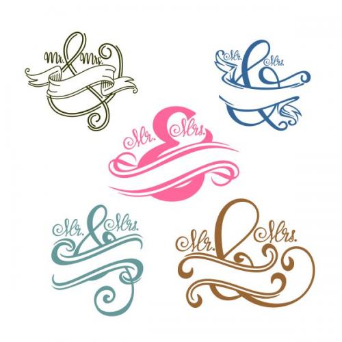Mr. & Mrs. Split Frame Custom Name SVG Designs | Apex