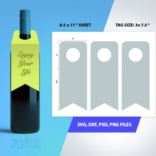 Wine Bottle Gift Tag Printable & Cuttable Design | Apex Designs & Fonts