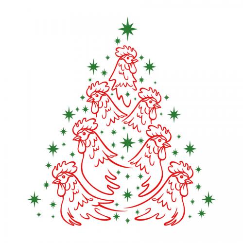 Rooster Christmas Tree Cuttable Design | Apex Designs & Fonts