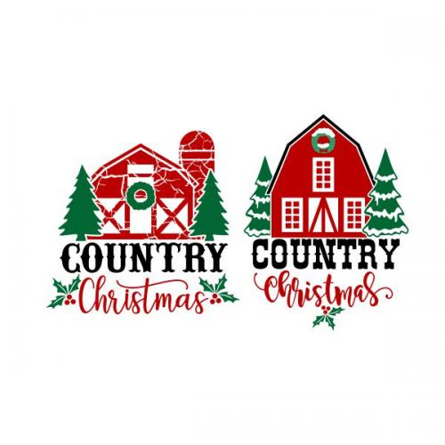 Country Christmas Barn House SVG Vector for Cricut
