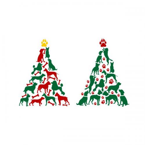 Dog Christmas Tree SVG Vector Designs for Cricut, Silhouette