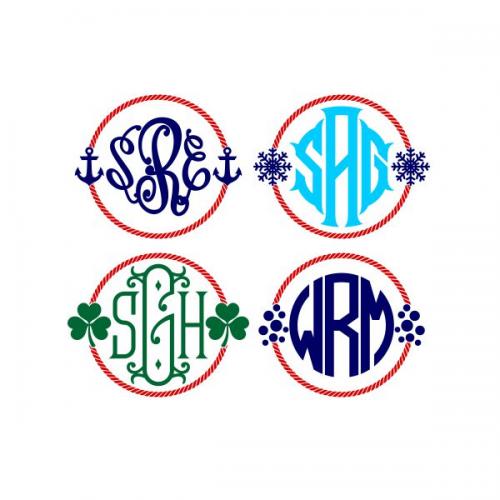 Round Monogram Frame Pack Cuttable Design | Apex Designs & Fonts