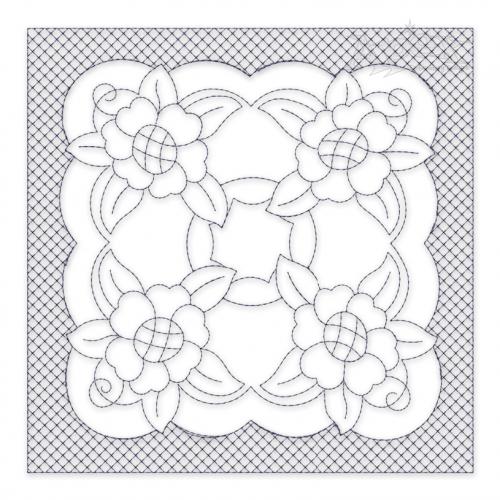 Classic Floral #5 Quilt Block Embroidery Design | Apex Monogram Designs ...