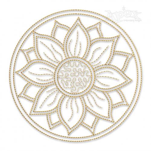 Circle Sunflower Sketch Embroidery Design | Apex Monogram Designs & Fonts