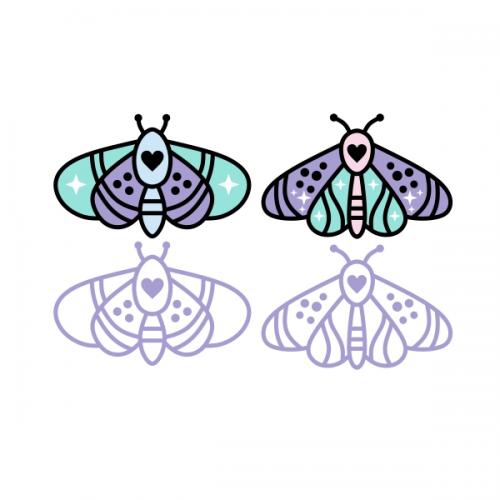 Pastel Moth Insect Cuttable Design | Apex Designs & Fonts