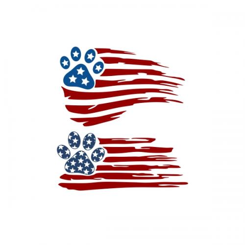 Patriotic USA Flag Paw Cuttable Design | Apex Designs & Fonts