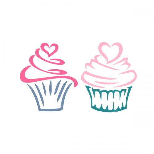 Cupcake Outline Heart SVG Vector Design - Apex