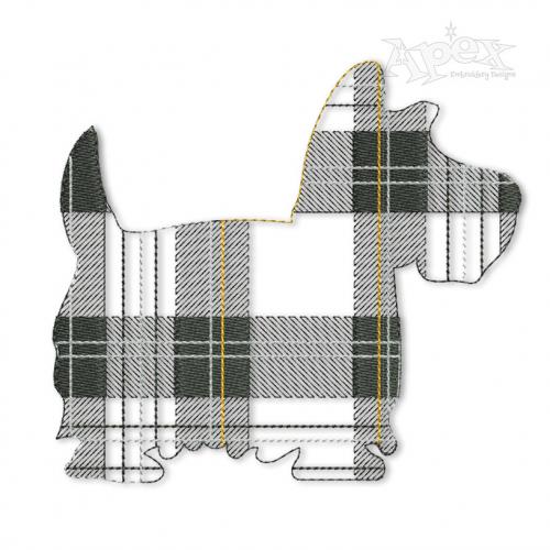 Plaid Pattern Scottish Terrier Dog Embroidery Design | Apex Monogram ...