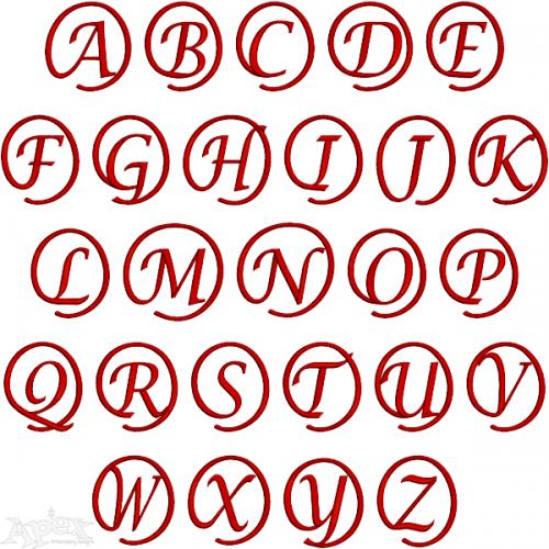 Circled Script Alphabet Embroidery Font | Apex Embroidery Designs ...