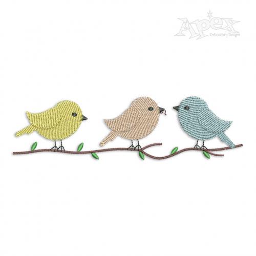 Little Birds Embroidery Design | Apex Monogram Designs & Fonts