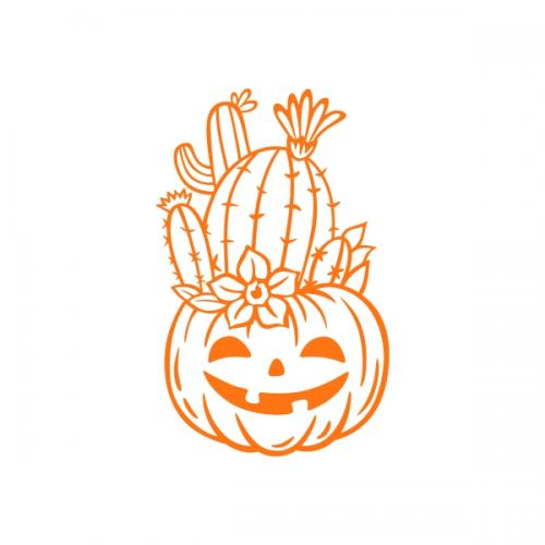 Cactus Pumpkin Halloween Cuttable Design | Apex Embroidery Designs ...