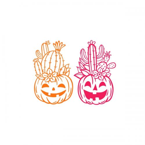 Cactus Pumpkin Halloween SVG Vectors & Clipart