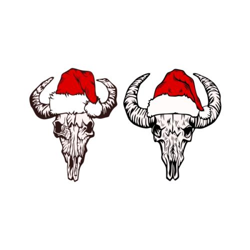 Christmas Santa Longhorn Skull SVG Vector Designs