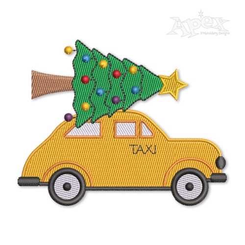 Christmas Taxi Cab Car Embroidery Design | Apex