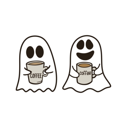 Ghost drinking Coffee SVG Vector Designs - Apex