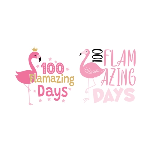 100 Flamazing Days of School Flamingo SVG Clipart Designs - Apex