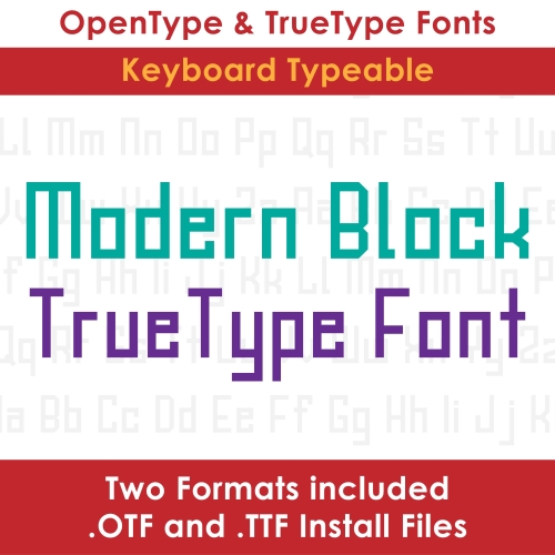 Modern Block TrueType OpenType Font TTF or OFT - Apex SVG