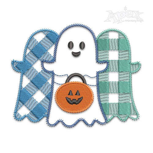 Ghost Buffalo Plaid Halloween Machine Embroidery Design by Apex