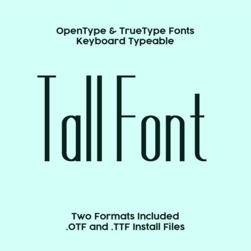 Tall Skinny TrueType OpenType Font TTF or OFT - Apex SVG Design