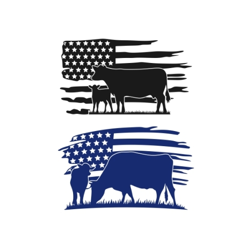US Flag Cow Farm SVG | Apex Designs & Fonts