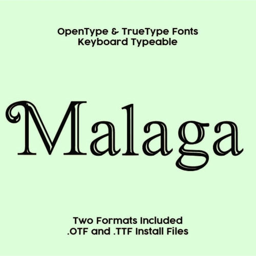 Malaga TrueType OpenType Font TTF or OFT - Apex SVG Design