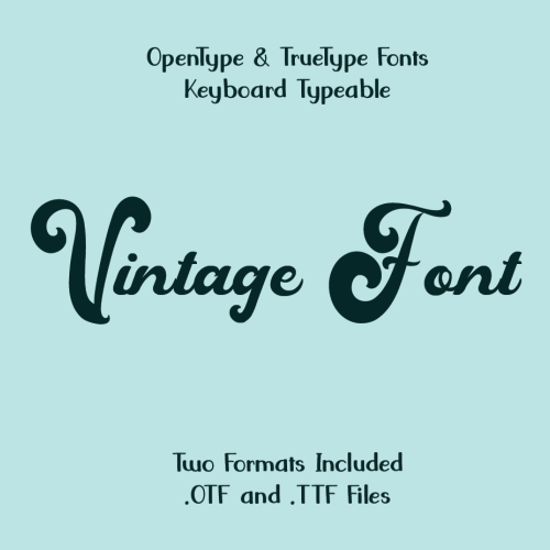 Vintage Script TrueType and OpenType Font TTF or OFT - Apex SVG