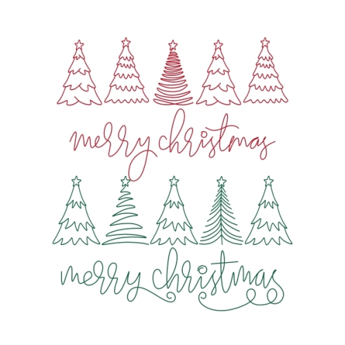 Merry Christmas Trees Line Art SVG Cuttable Design