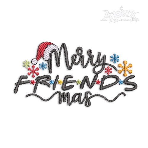 Merry Friendsmas Machine Embroidery Design - Apex