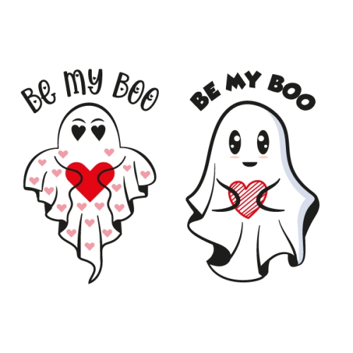 Be My Boo Valentine Day Ghost holding Heart SVG Cut File Design by Apex
