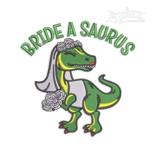 Bride a Saurus Rex Wedding Dinosaur Embroidery Design by Apex