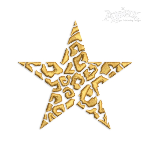 Leopard Print Star Machine Embroidery Design by Apex