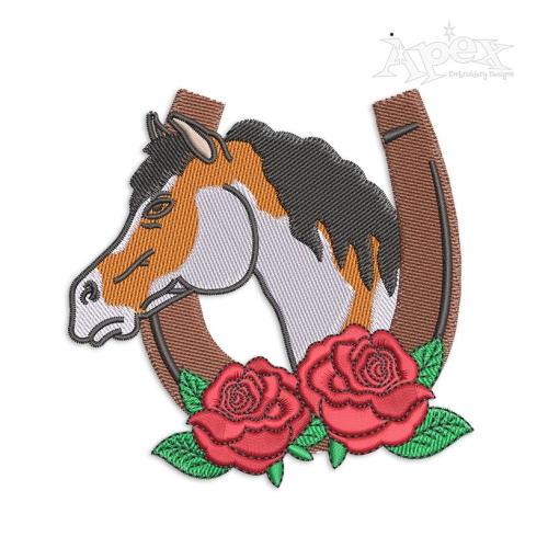 Run for the Roses Horse Horseshoe Embroidery Design by Apex