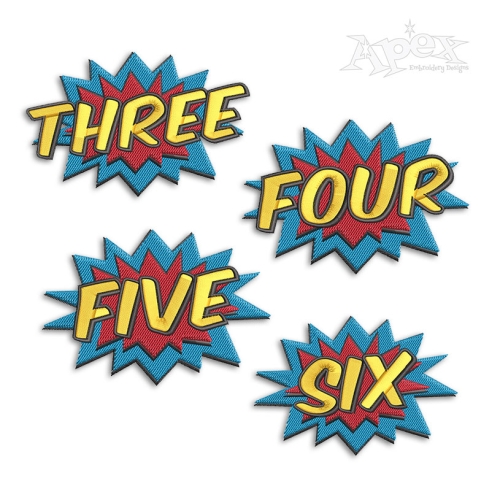 Three Four Five Six Birthday Age Machine Embroidery Design