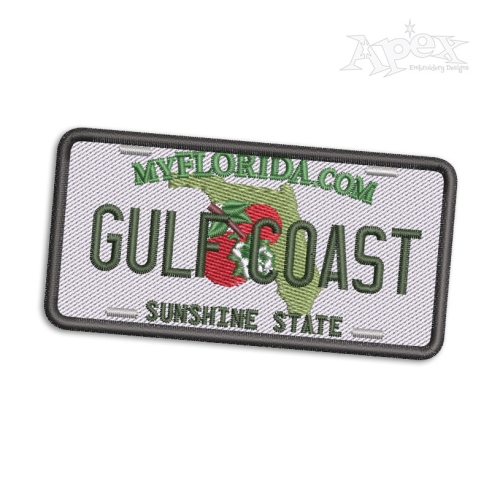 Florida Gulf Coast License Plate Machine Embroidery Design