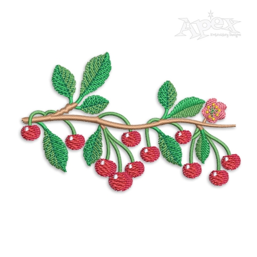 Cherries Branch Cherry Machine Embroidery Design by Apex
