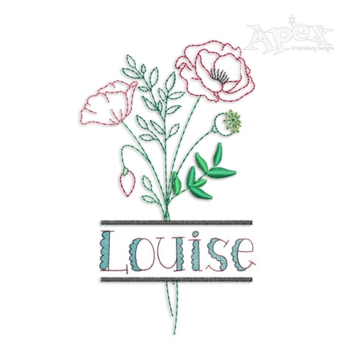 Flowers Bouquet Split Frame Machine Embroidery Design by Apex