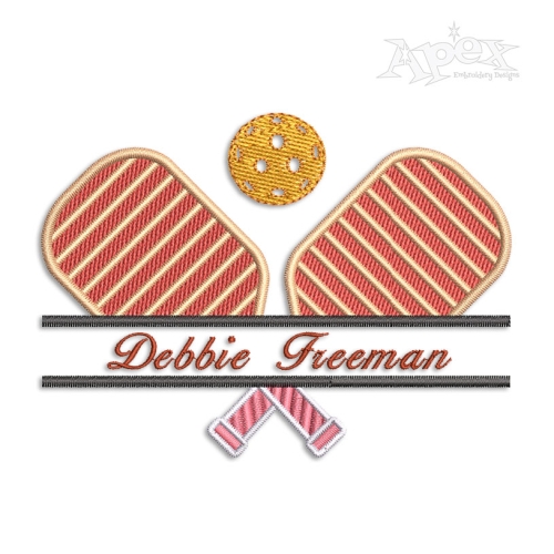 Pickleball Split Frame Machine Embroidery Design by Apex